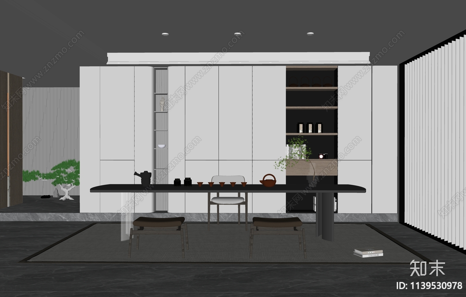 现代茶室SU模型下载【ID:1139530978】_知末su模型网
