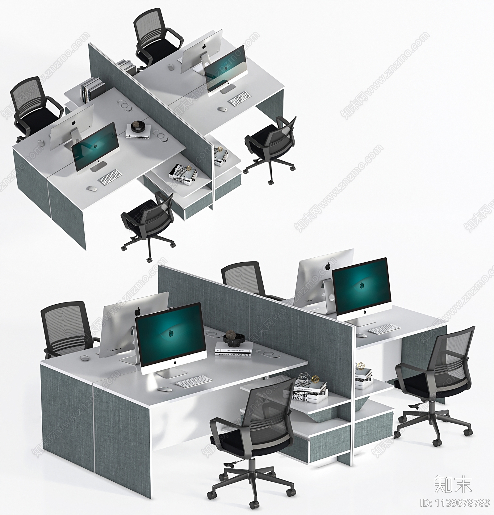 现代办公桌椅组合3d模型下载【id1139678789】知末3d模型网