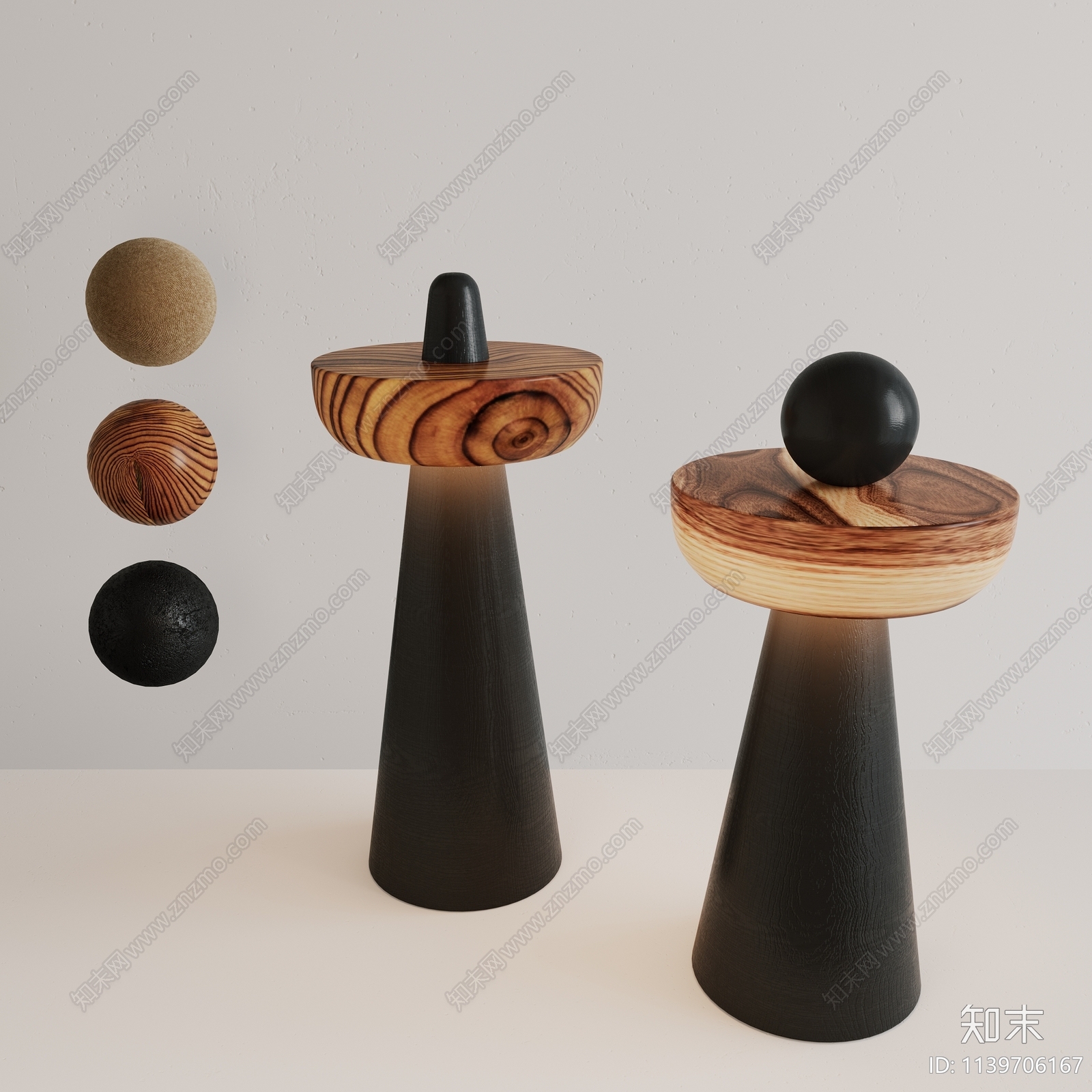 侘寂实木台灯3d模型下载【id1139706167】知末3d模型网