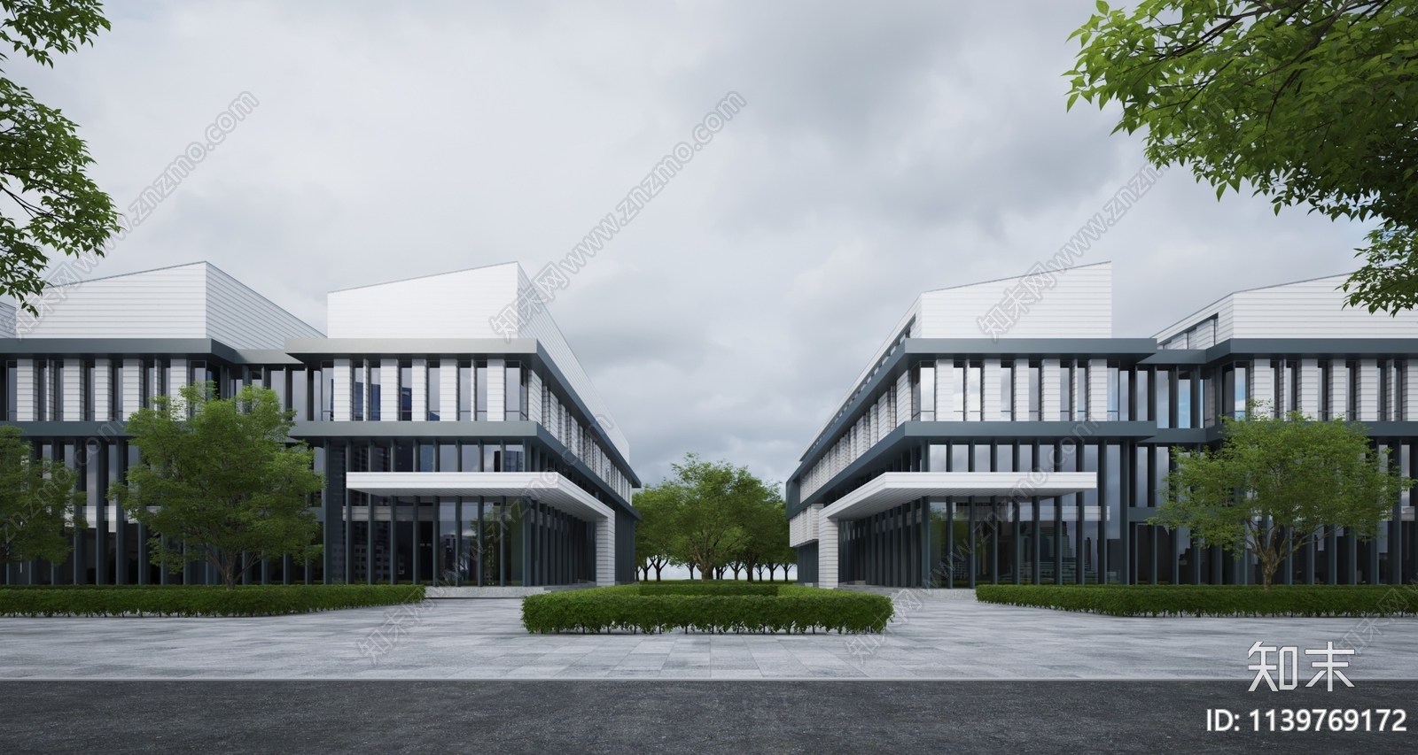 现代办公楼建筑3d模型下载【id1139769172】知末3d模型网