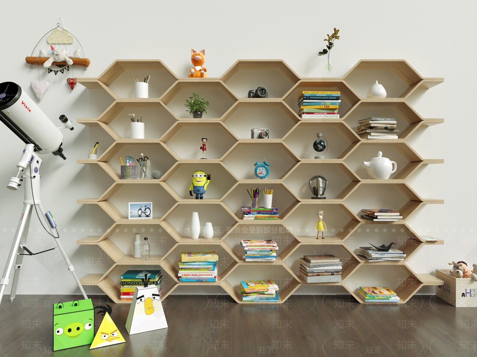 现代简约书架3D模型下载【ID:1139826255】_知末3d模型网