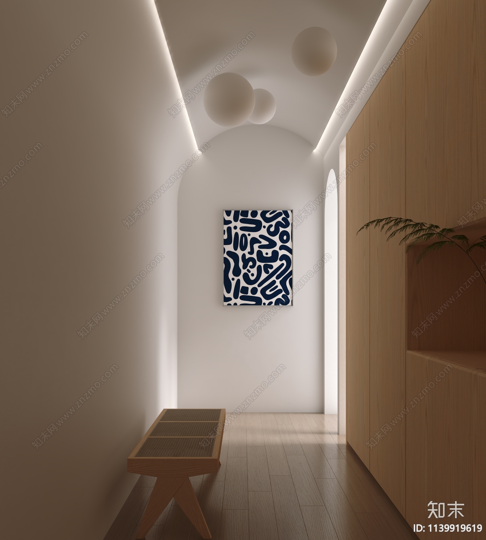 现代走廊3d模型下载【id1139919619】知末3d模型网