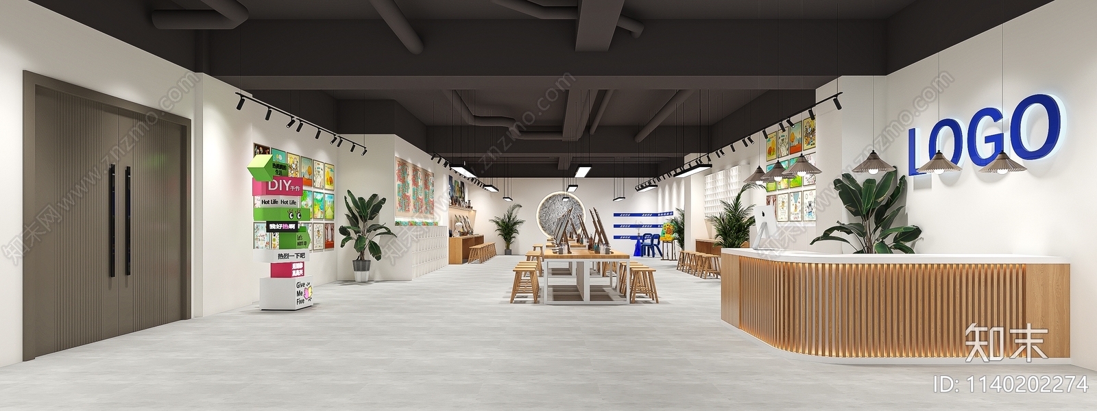 现代网红画室3d模型下载【id1140202274】知末3d模型网