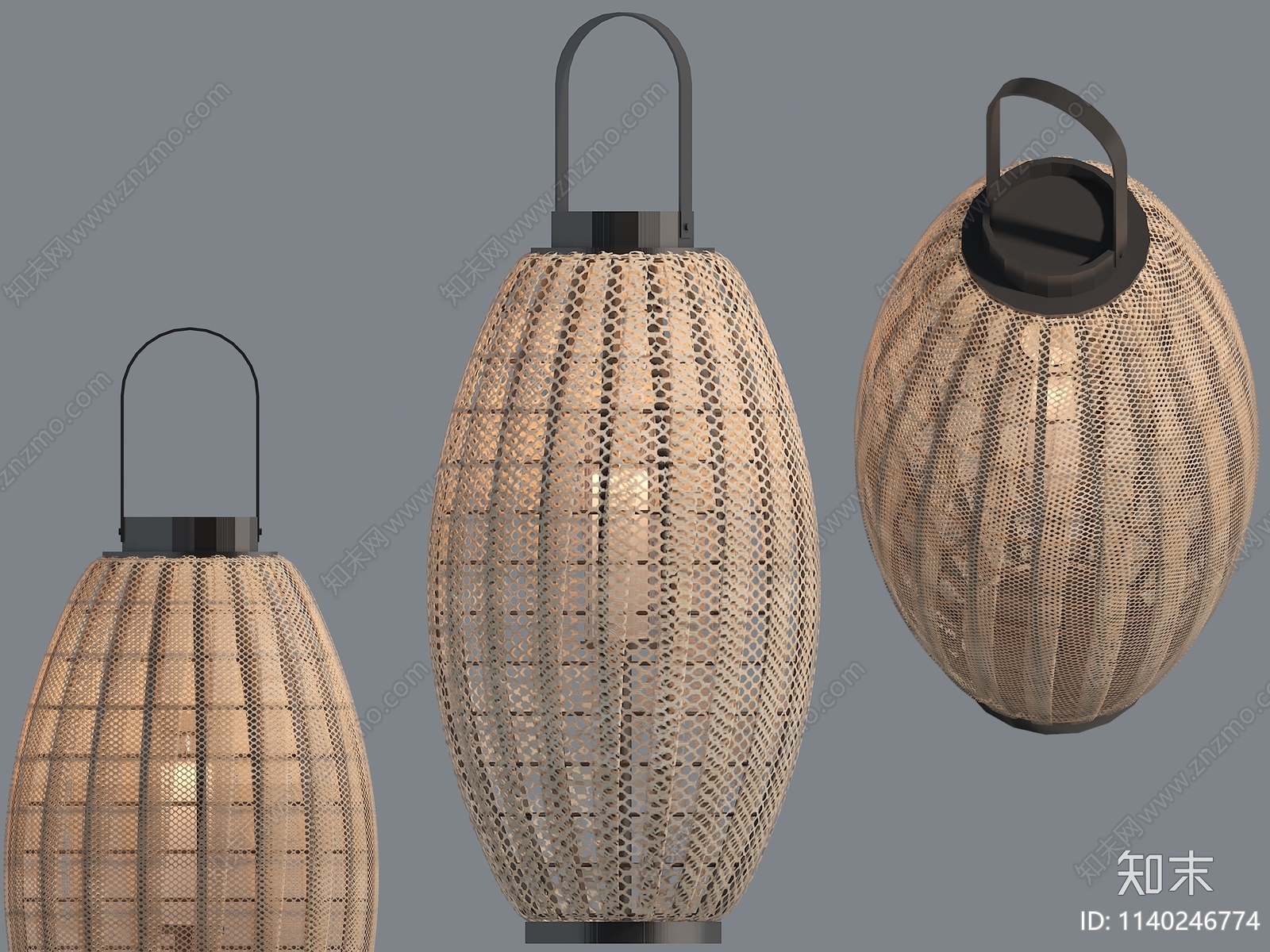 侘寂藤编灯笼3d模型下载【id1140246774】知末3d模型网