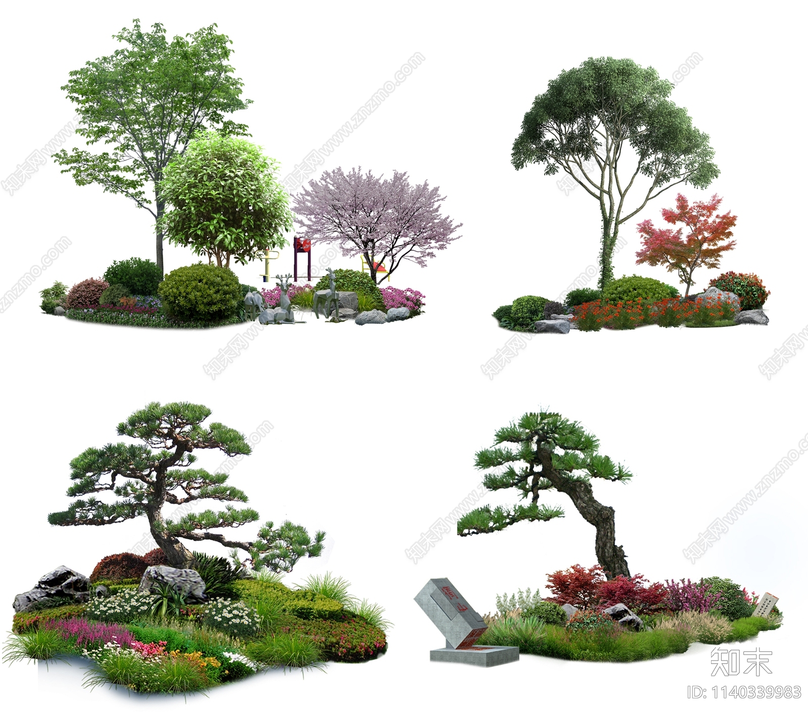 Psd免抠乔灌木植物组团景观小品下载【id1140339983】undefined