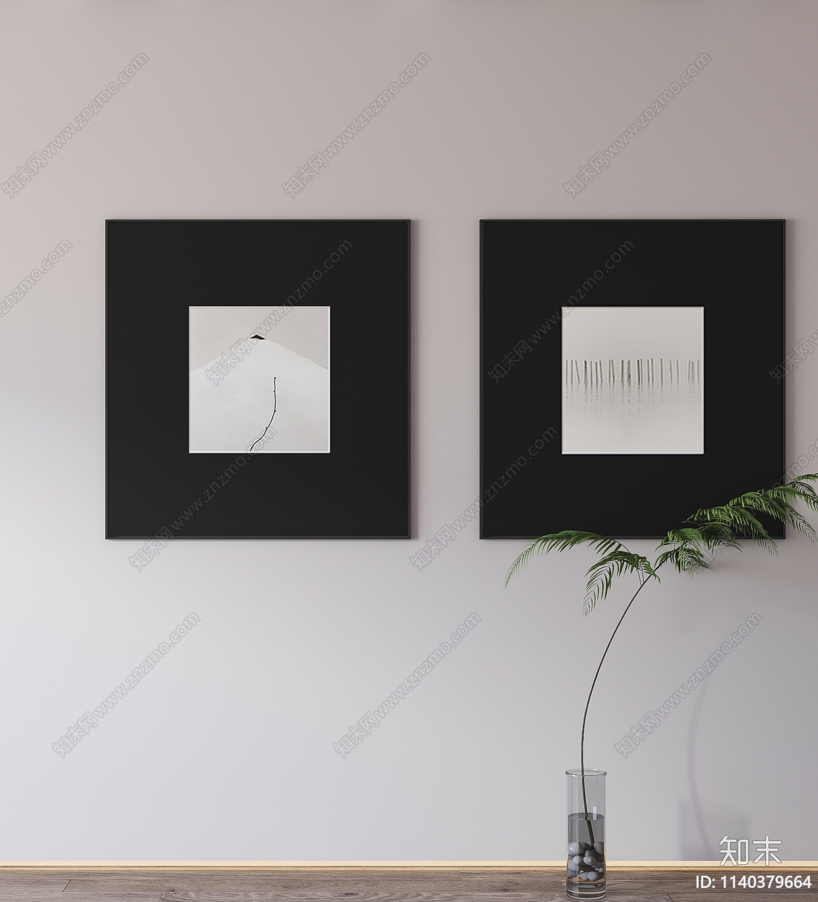 现代黑白装饰画3d模型下载【id1140379664】知末3d模型网