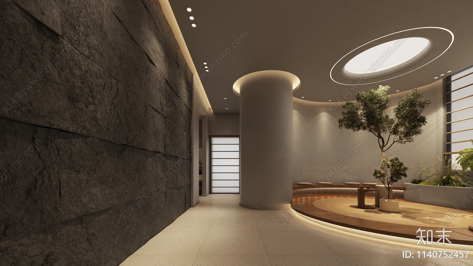 侘寂风美容spa店前台3d模型下载【id1140752457】知末3d模型网