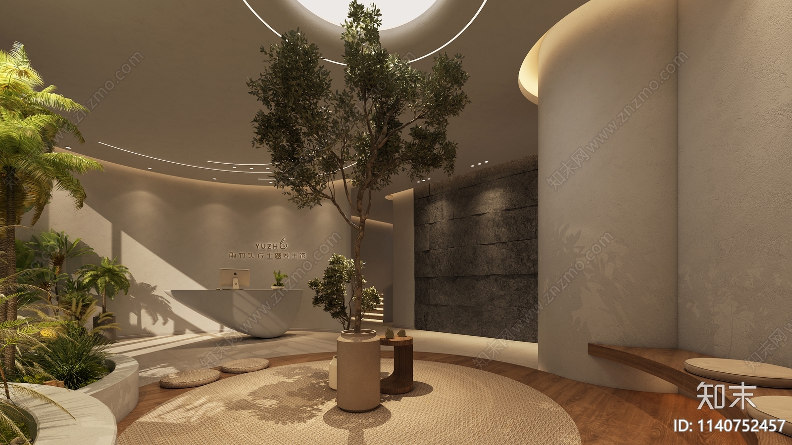 侘寂风美容spa店前台3d模型下载【id1140752457】知末3d模型网
