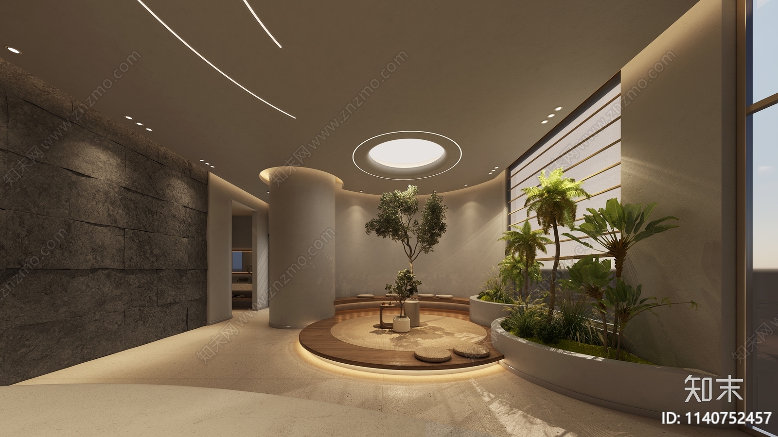 侘寂风美容spa店前台3d模型下载【id1140752457】知末3d模型网