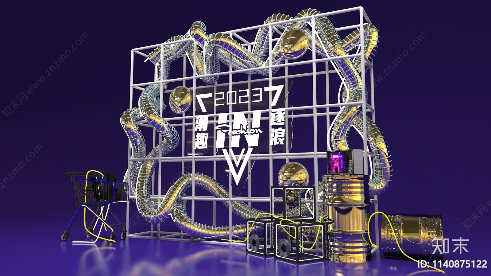 现代科技美陈3d模型下载【id1140875122】知末3d模型网