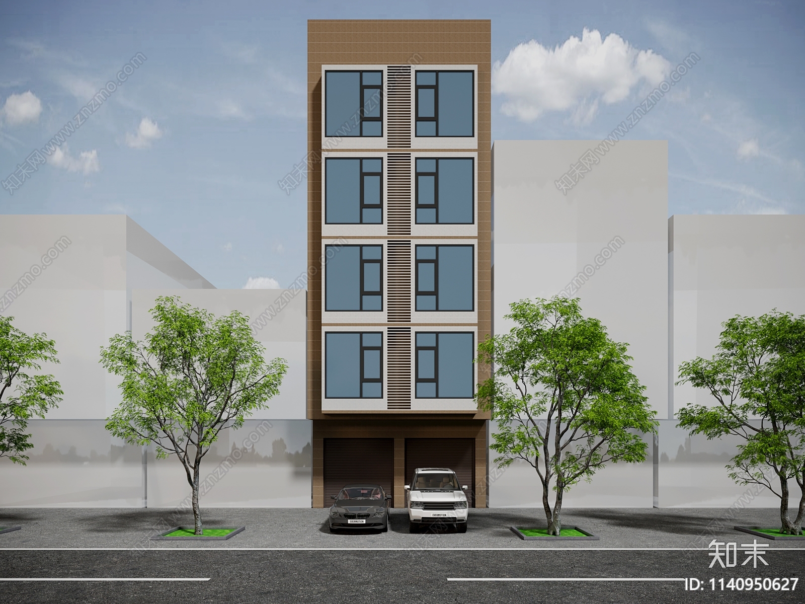 现代商业楼建筑外观3d模型下载【id1140950627】知末3d模型网