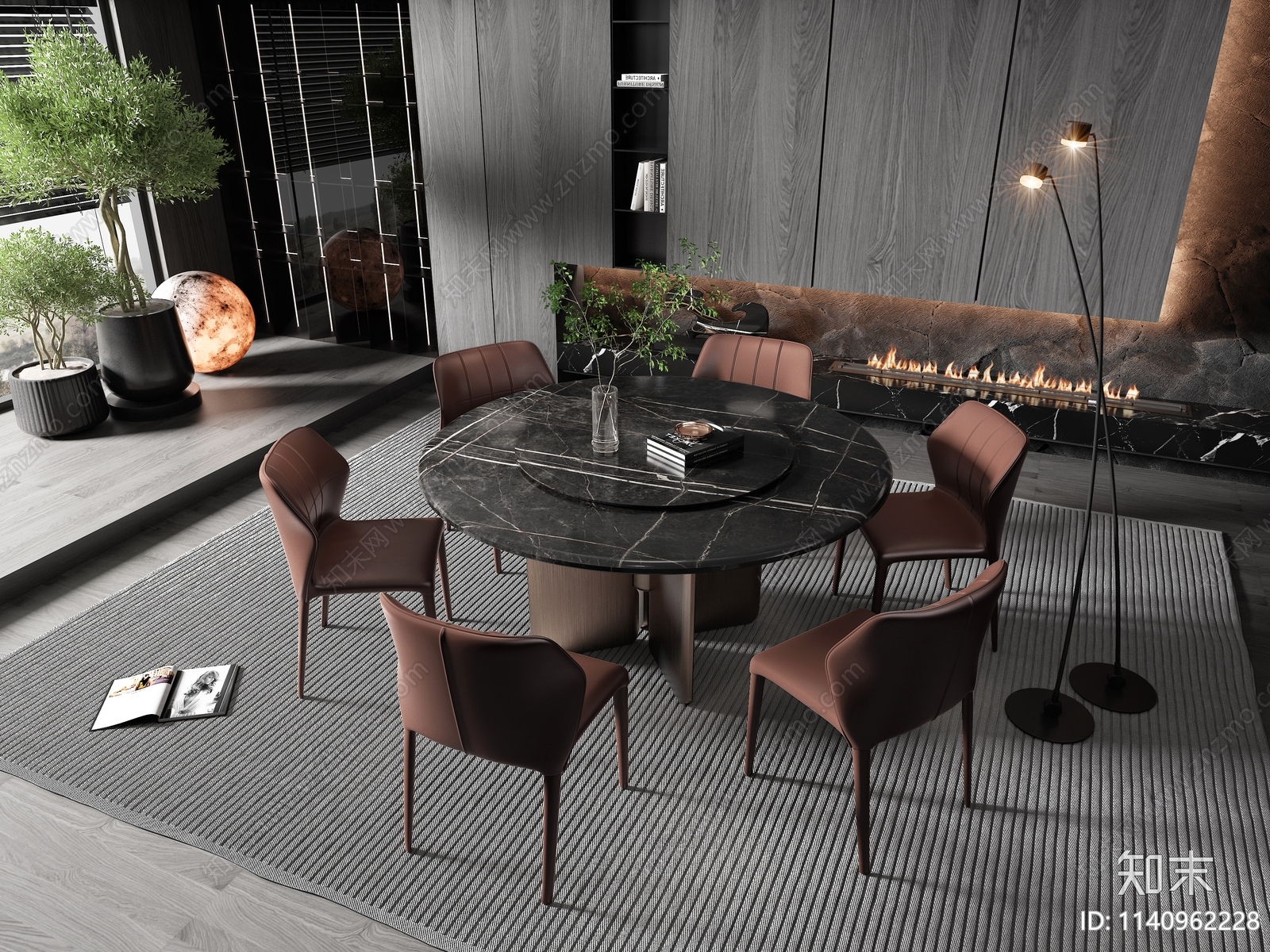 现代餐桌椅组合3d模型下载【id1140962228】知末3d模型网