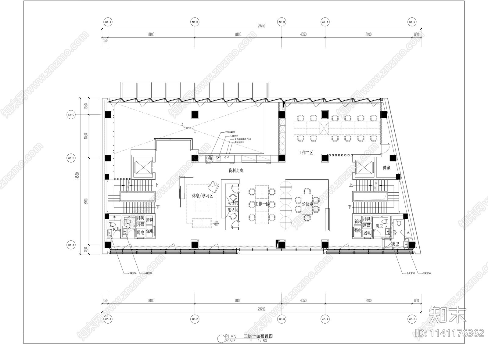 现代多层办公楼平面布置图施工图下载【id1141176362】知末案例馆