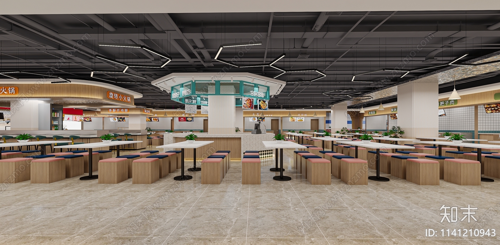 现代餐饮空间3d模型下载【id1141210943】知末3d模型网