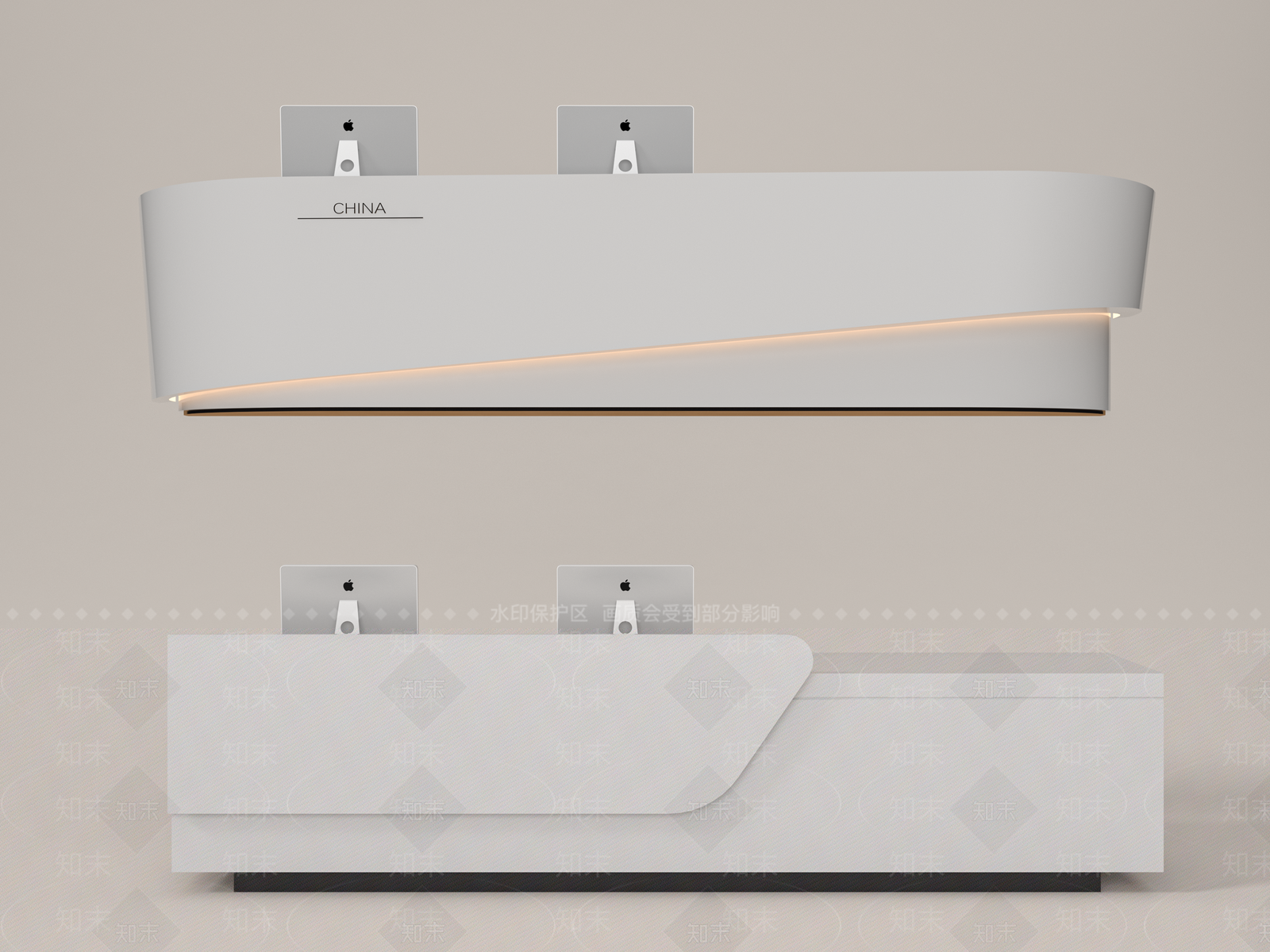 现代公司接待台SU模型下载【ID:1141238917】_知末su模型网