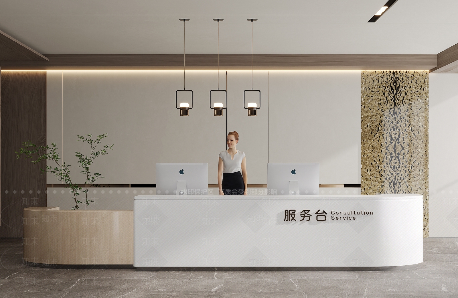 现代接待台3D模型下载【ID:1141248545】_知末3d模型网