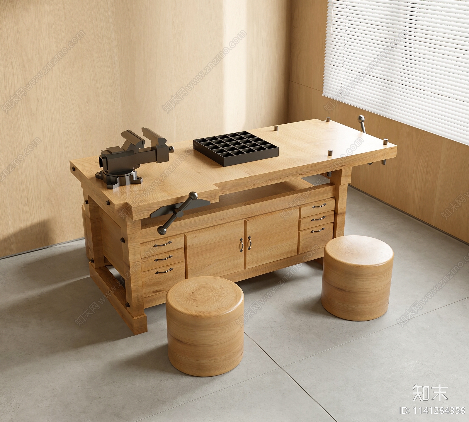 现代工作台3d模型下载【id1141284358】知末3d模型网