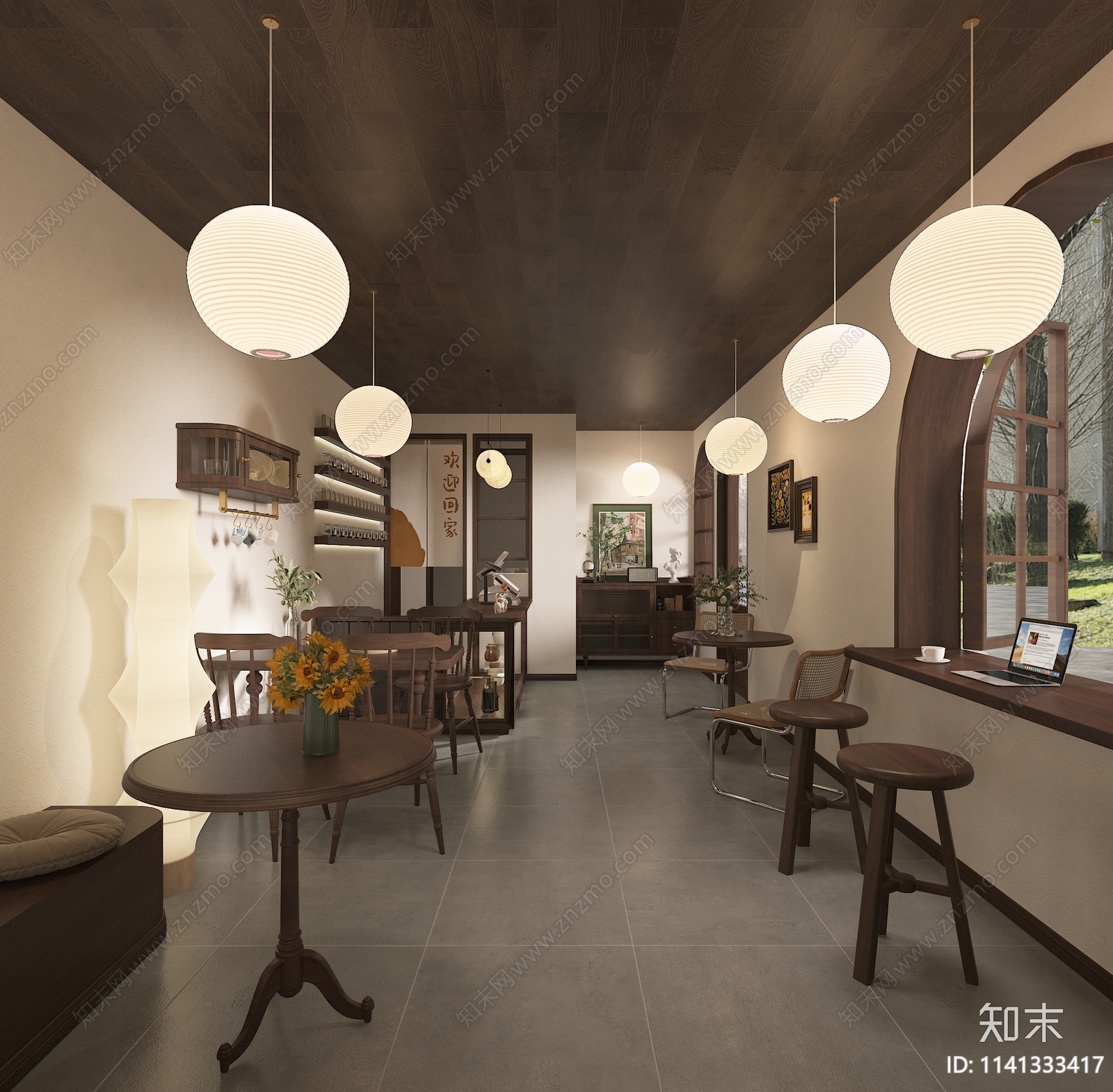 侘寂咖啡厅3d模型下载【id1141333417】知末3d模型网