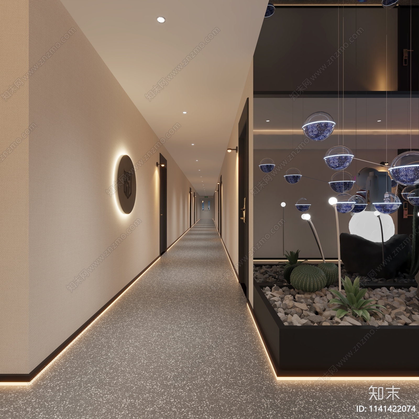 现代酒店走廊3d模型下载【id1141422074】知末3d模型网