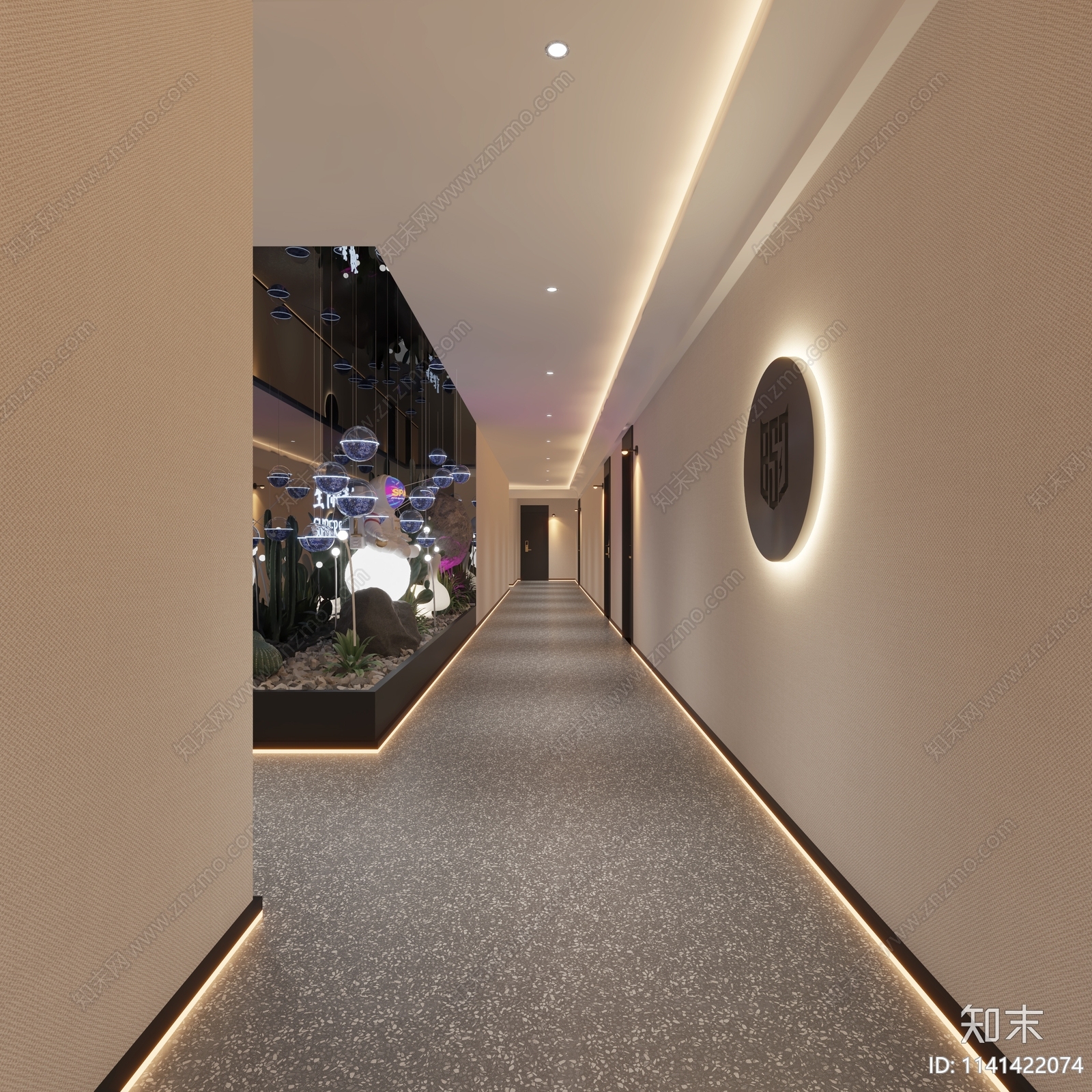 现代酒店走廊3d模型下载【id1141422074】知末3d模型网
