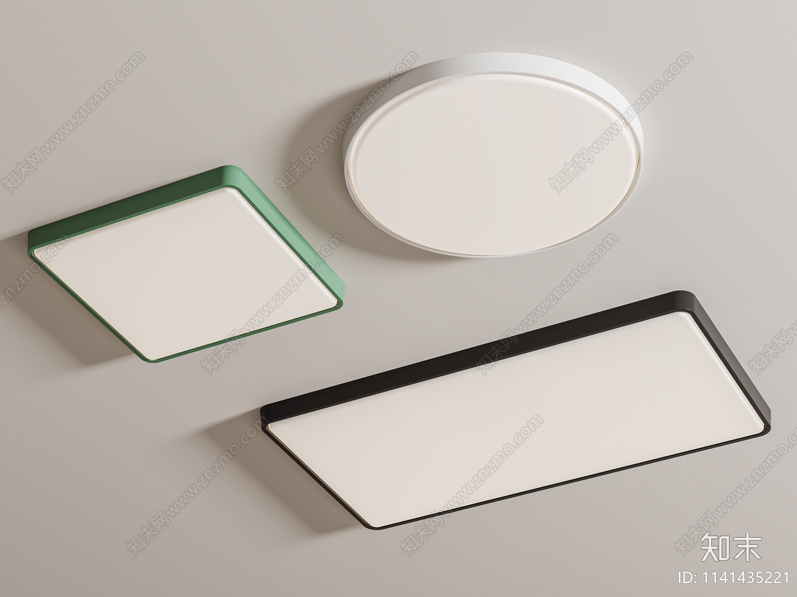 现代吸顶灯3d模型下载【id1141435221】知末3d模型网