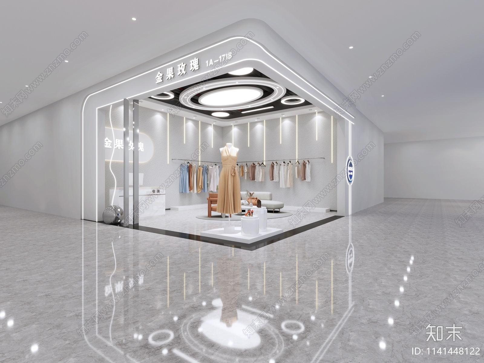 现代服装店门头3d模型下载【id1141448122】知末3d模型网