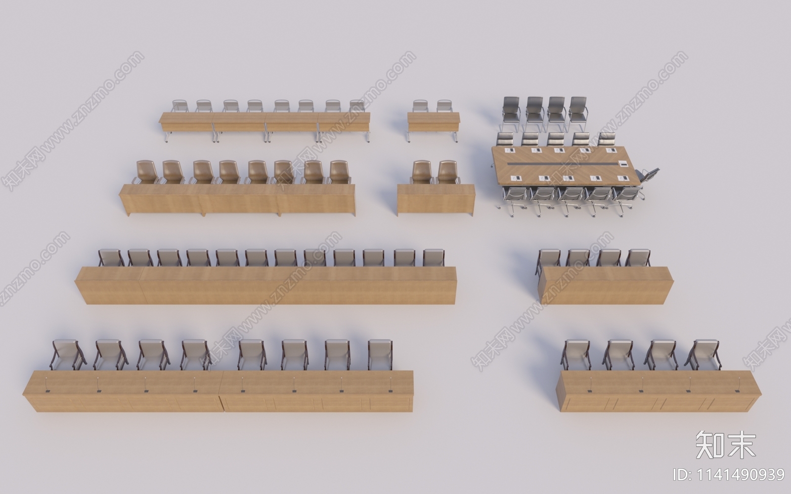 现代会议厅办公桌椅组合3d模型下载【id1141490939】知末3d模型网