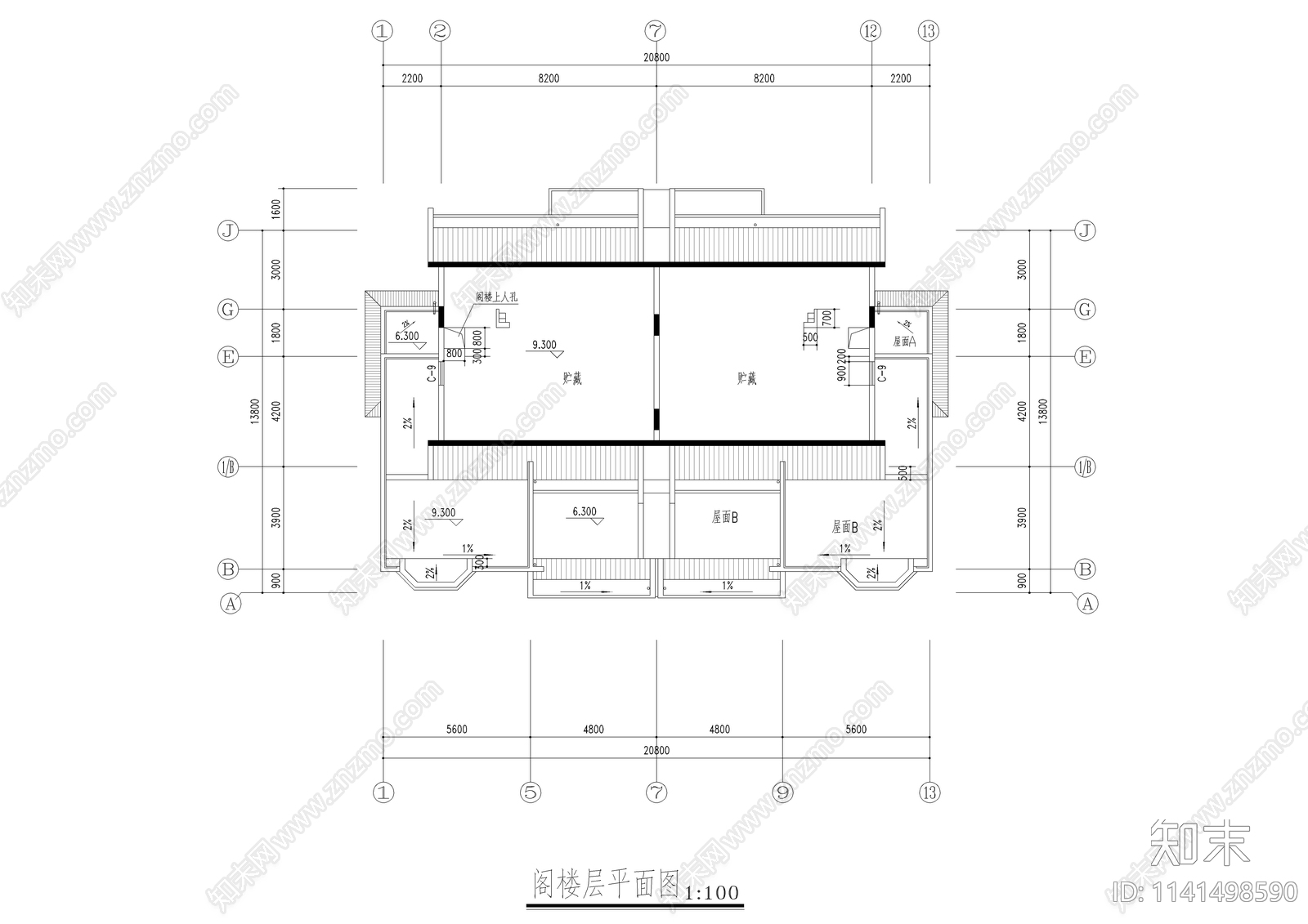 现代三层别墅建筑施工图下载【ID:1141498590】_知末案例馆