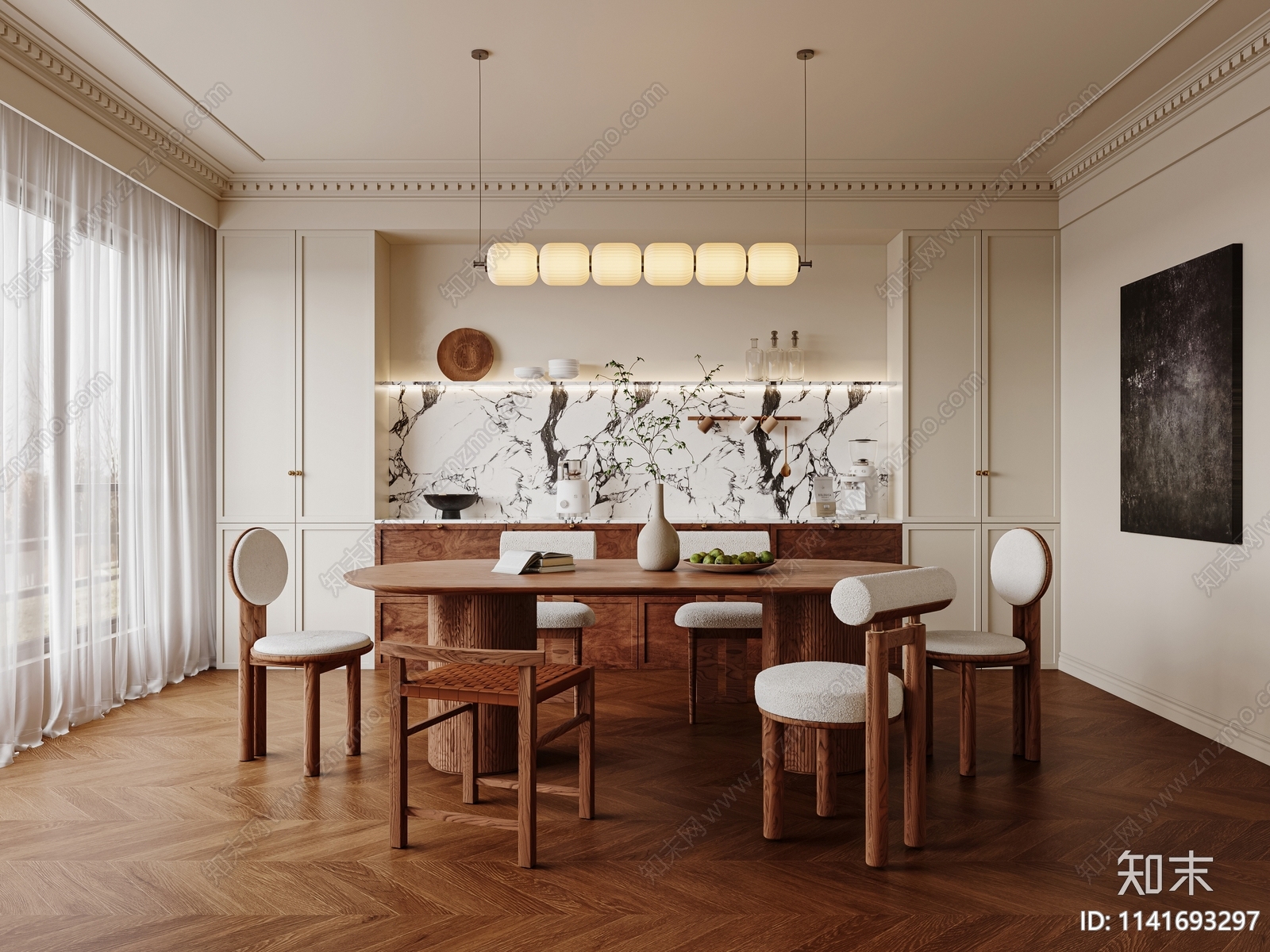 法式中古风餐厅3d模型下载【id1141693297】知末3d模型网