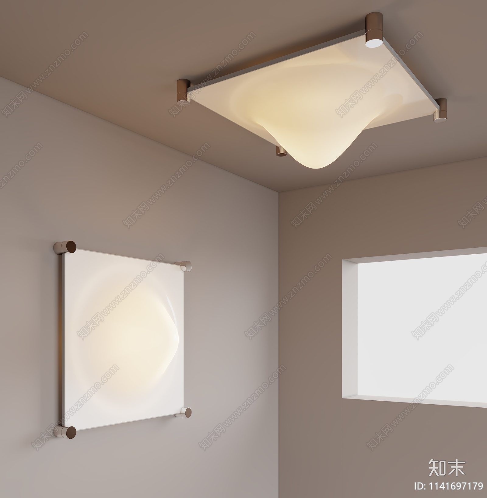 现代奶油风吸顶灯3d模型下载【id1141697179】知末3d模型网