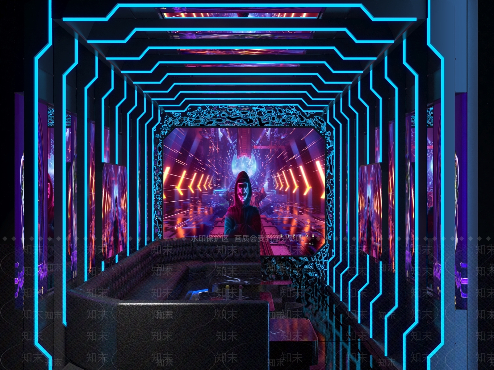 现代KTV科技感派对ktv3D模型下载【ID:1141836407】_知末3d模型网