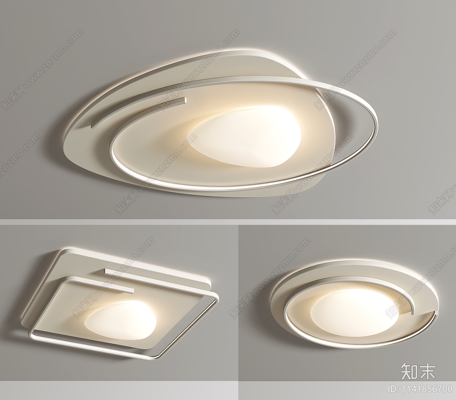 现代奶油风吸顶灯3d模型下载【id1141856700】知末3d模型网