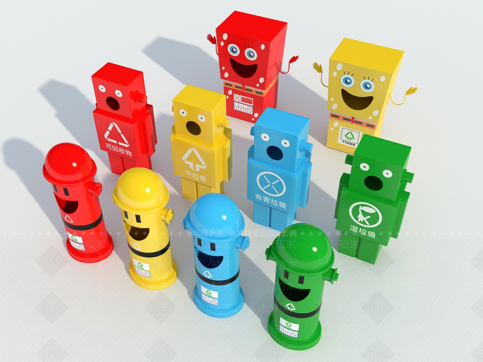 现代户外垃圾桶SU模型下载【ID:1141915724】_知末su模型网