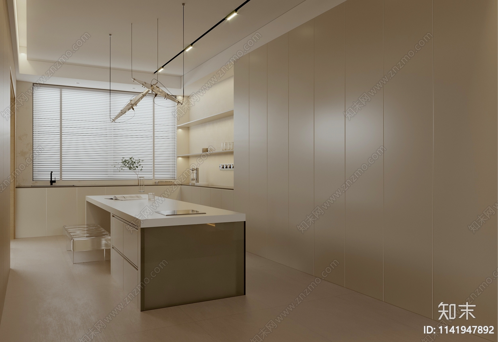 现代极简原木客餐厅3d模型下载【id1141947892】知末3d模型网