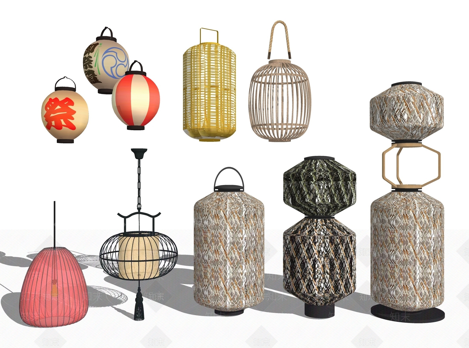 日式灯笼SU模型下载【ID:1142571008】_知末su模型网