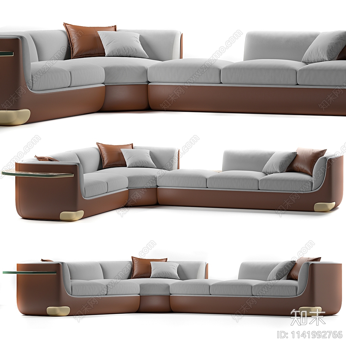 Longhi现代轻奢转角多人沙发3d模型下载【id1141992766】知末3d模型网