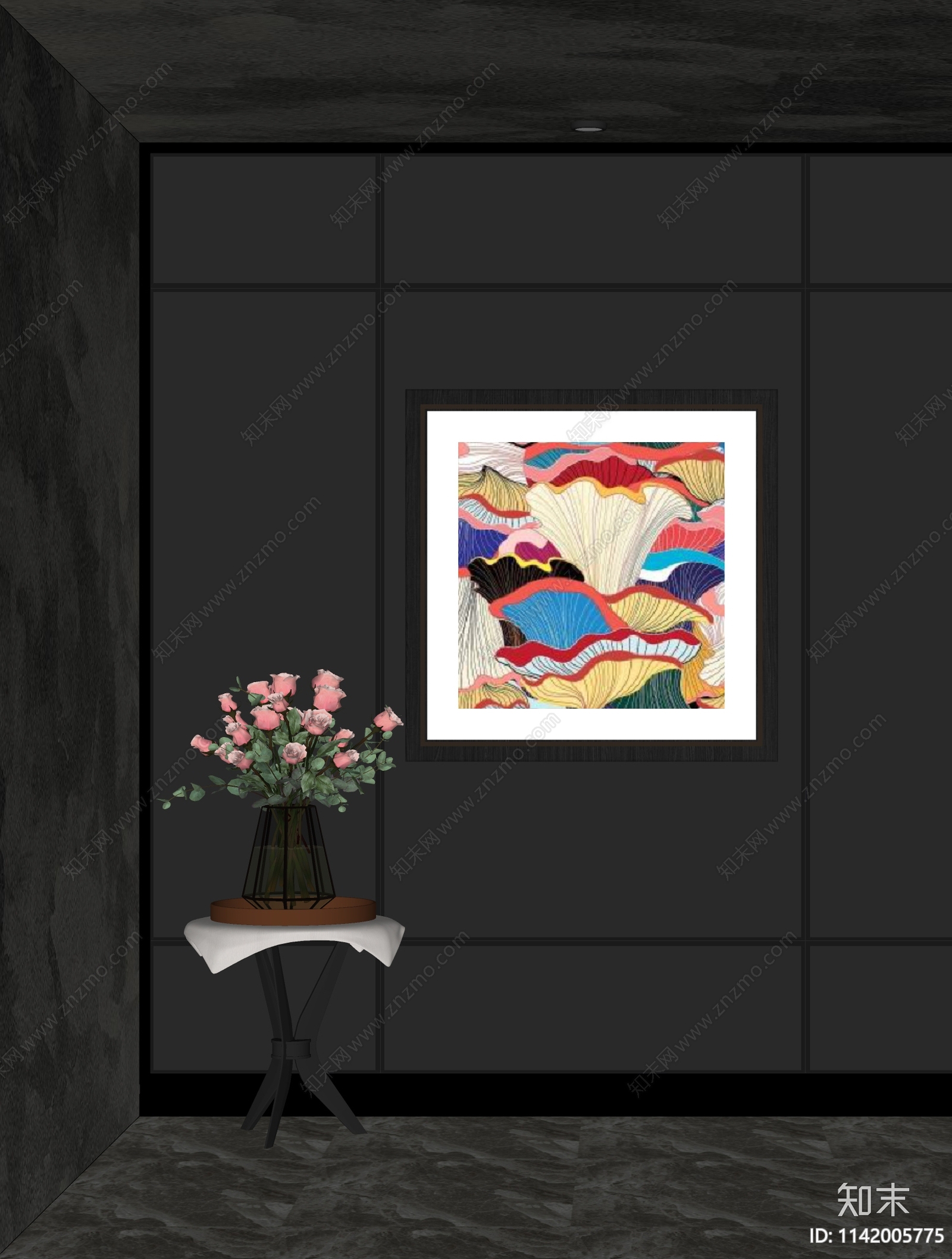 现代轻奢艺术装饰画su模型下载【id1142005775】知末su模型网