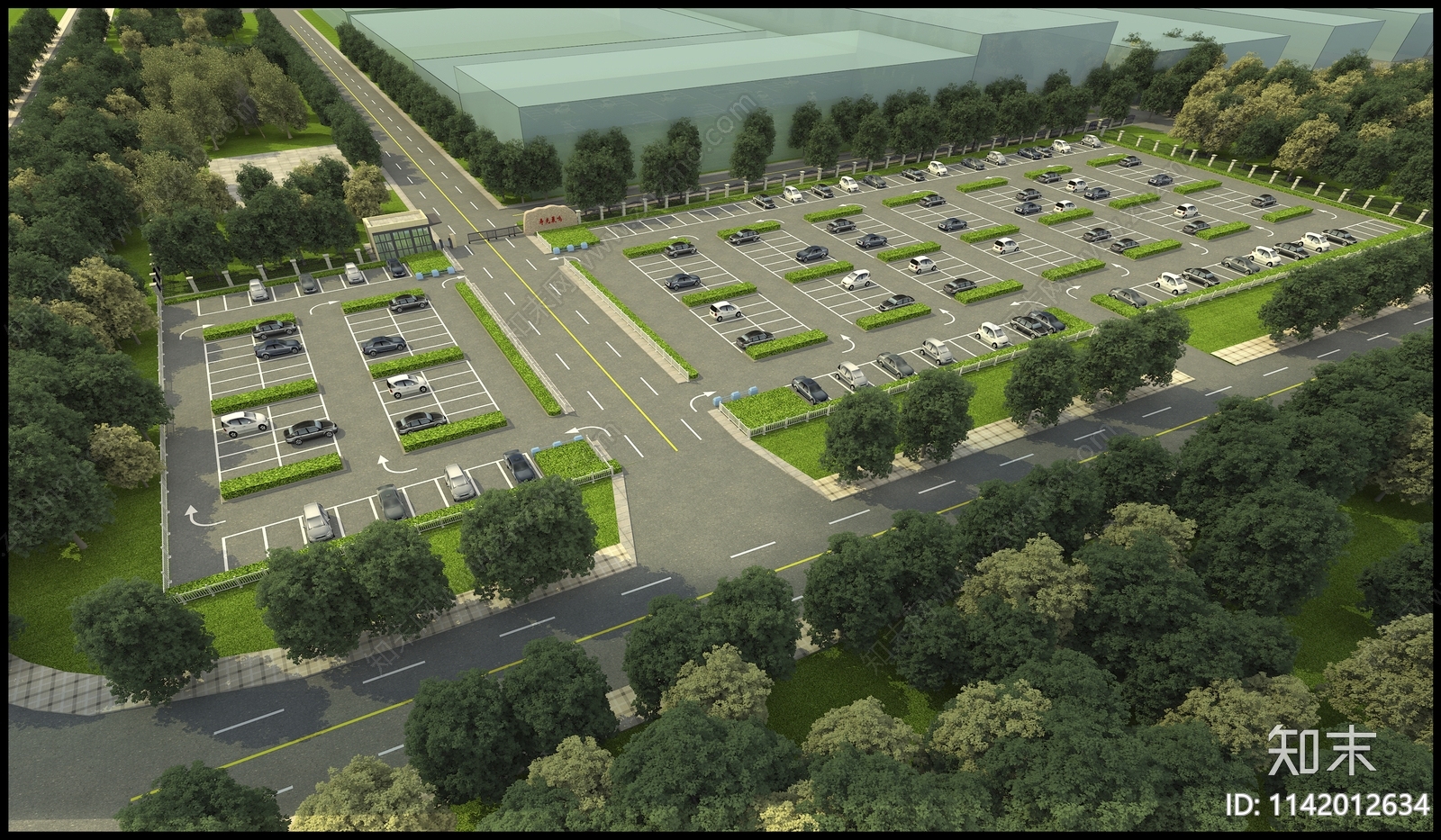 现代户外停车场3d模型下载【id1142012634】知末3d模型网