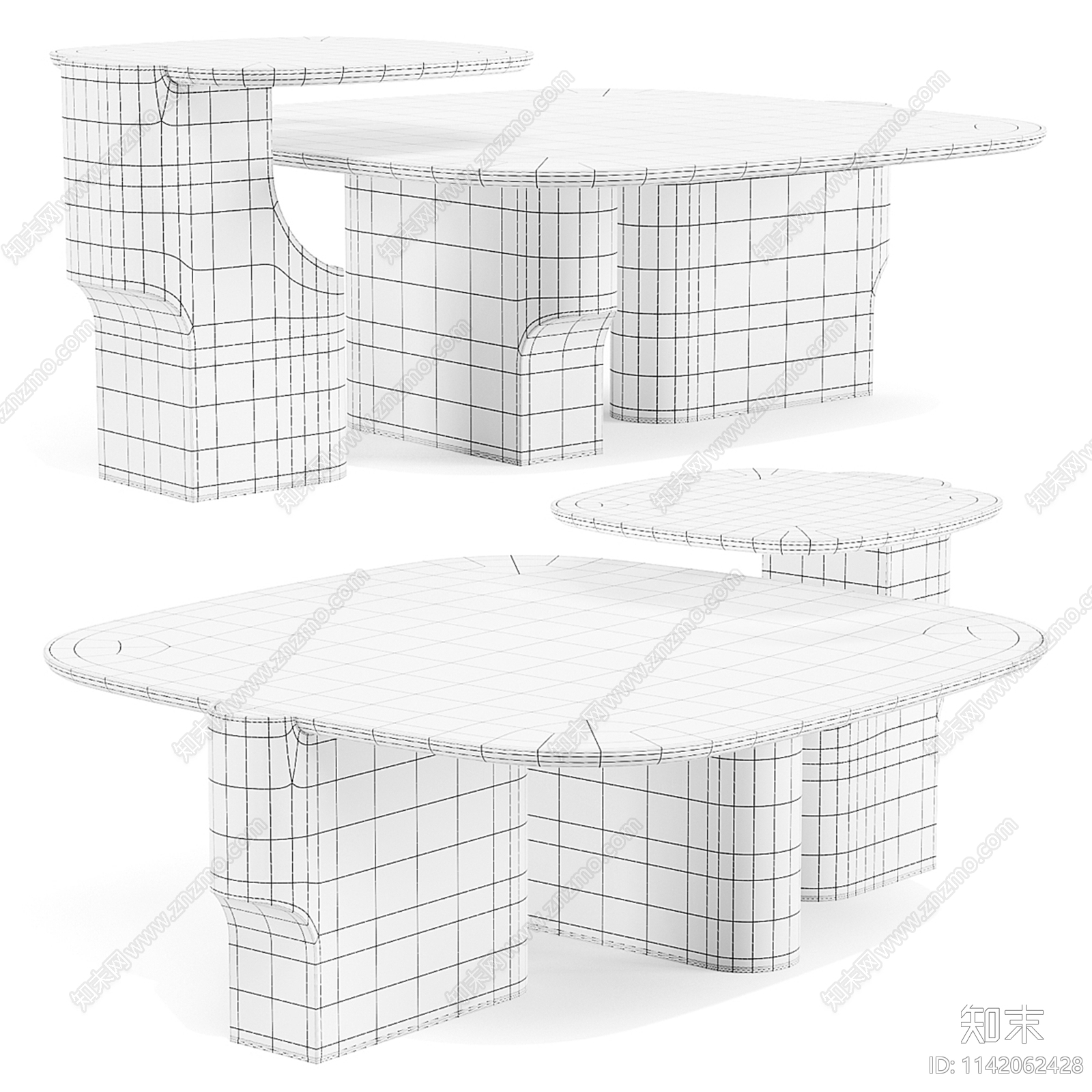 意大利poliform现代茶几组合3d模型下载【id1142062428】知末3d模型网