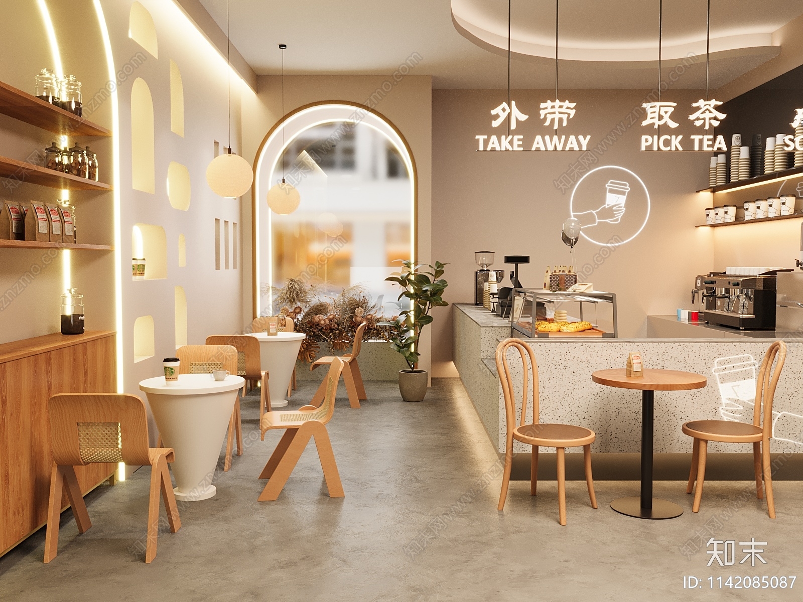现代网红甜品奶茶店3d模型下载【id1142085087】知末3d模型网