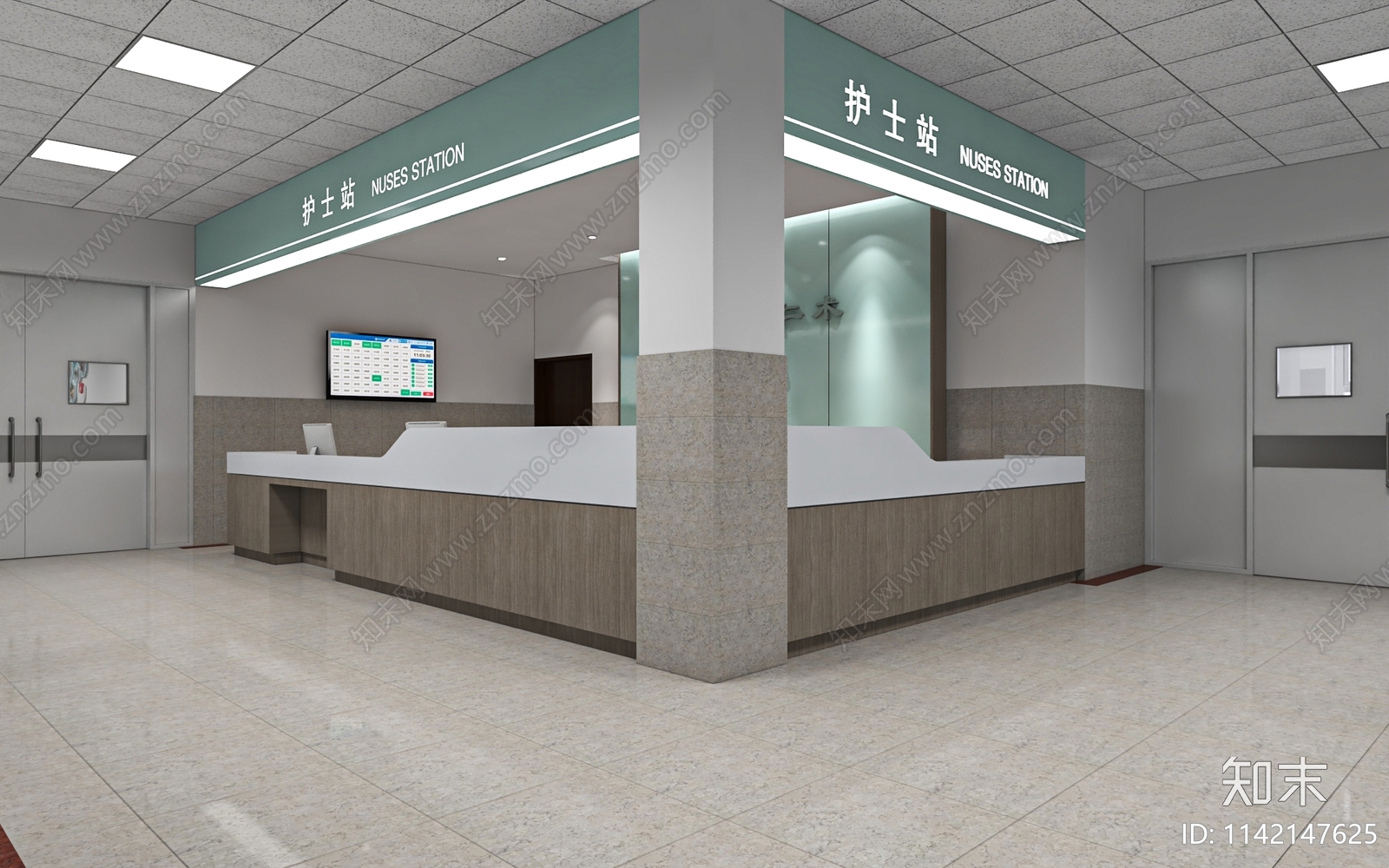 现代医院护士站3d模型下载【id1142147625】知末3d模型网