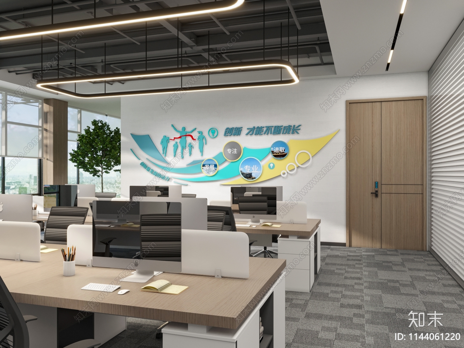 现代公共办公室3d模型下载【id1144061220】知末3d模型网