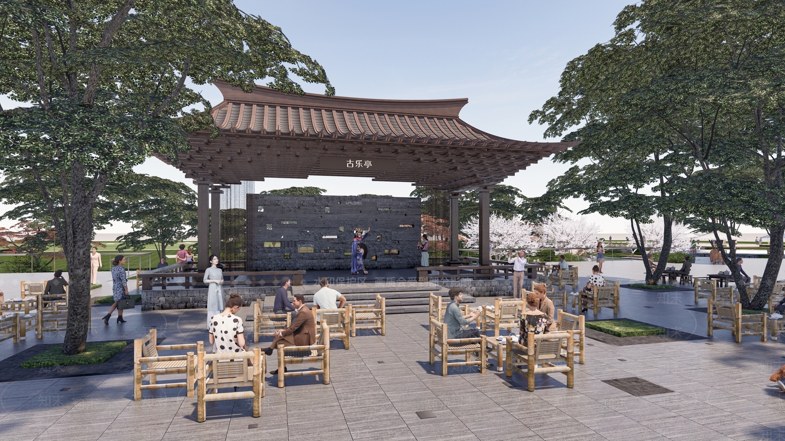 新中式乡村文化广场景观SU模型下载【ID:1142215102】_知末su模型网