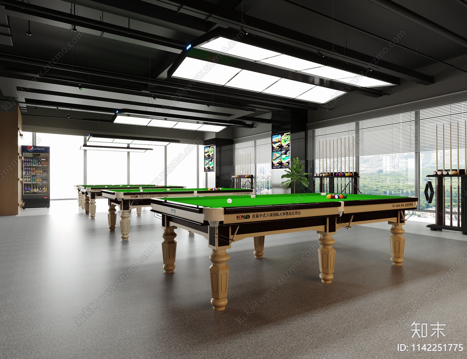 现代台球室3d模型下载【id1142251775】知末3d模型网