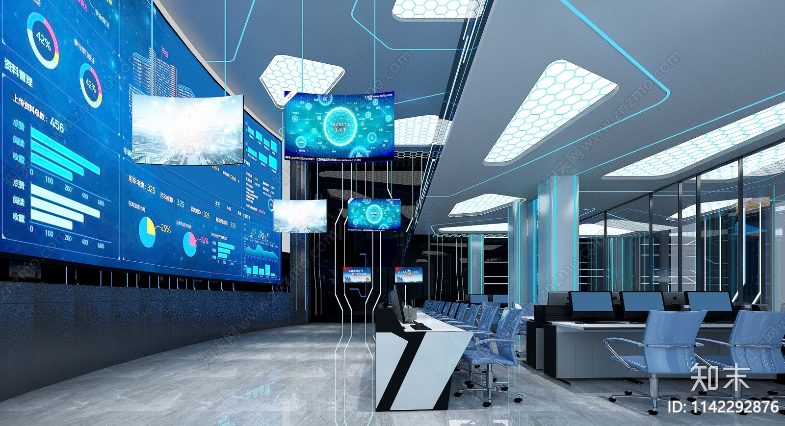 现代科技指挥大厅3d模型下载【id1142292876】知末3d模型网