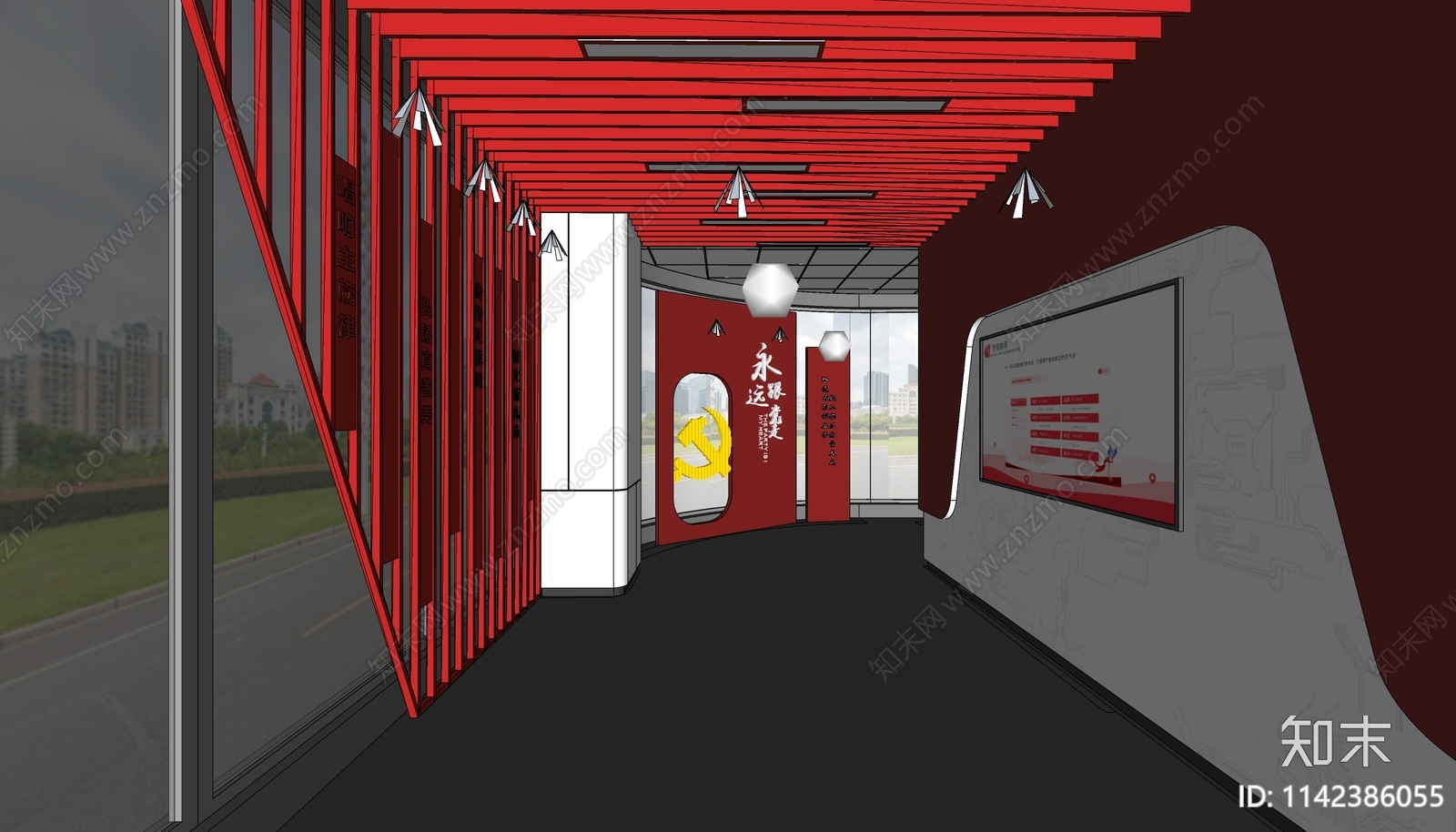 现代党建展厅su模型下载【id1142386055】知末su模型网