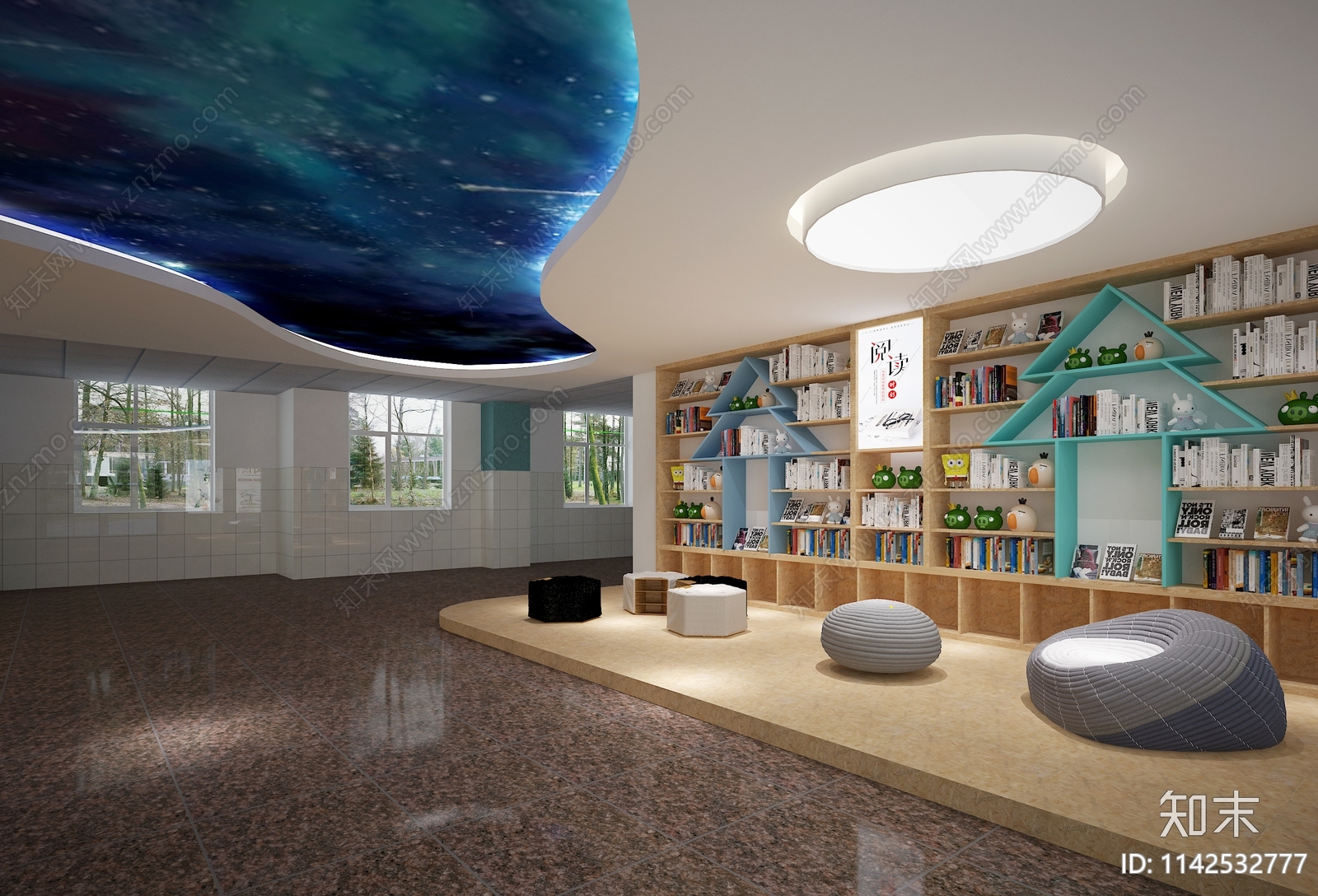 学校大厅图书一角3d模型下载【id1142532777】知末3d模型网