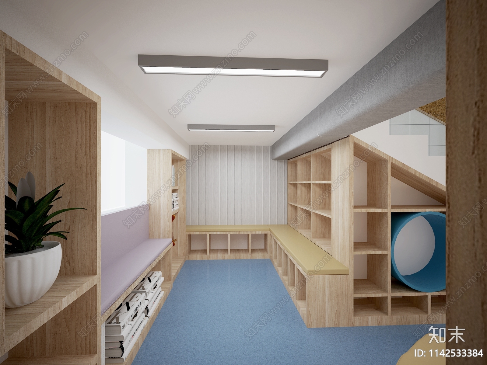 学校楼梯间图书一角3d模型下载【id1142533384】知末3d模型网