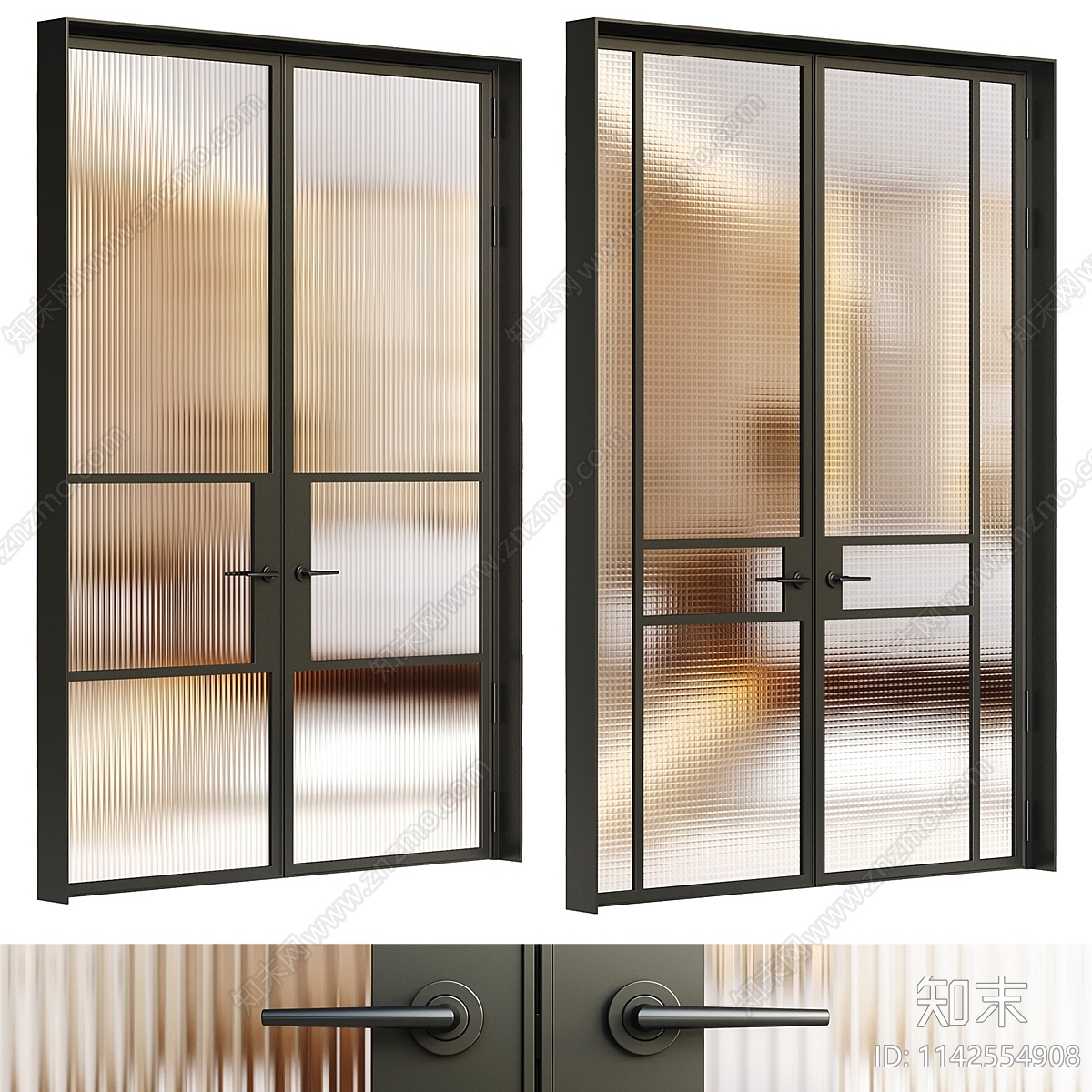 现代玻璃双开门3d模型下载【id1142554908】知末3d模型网