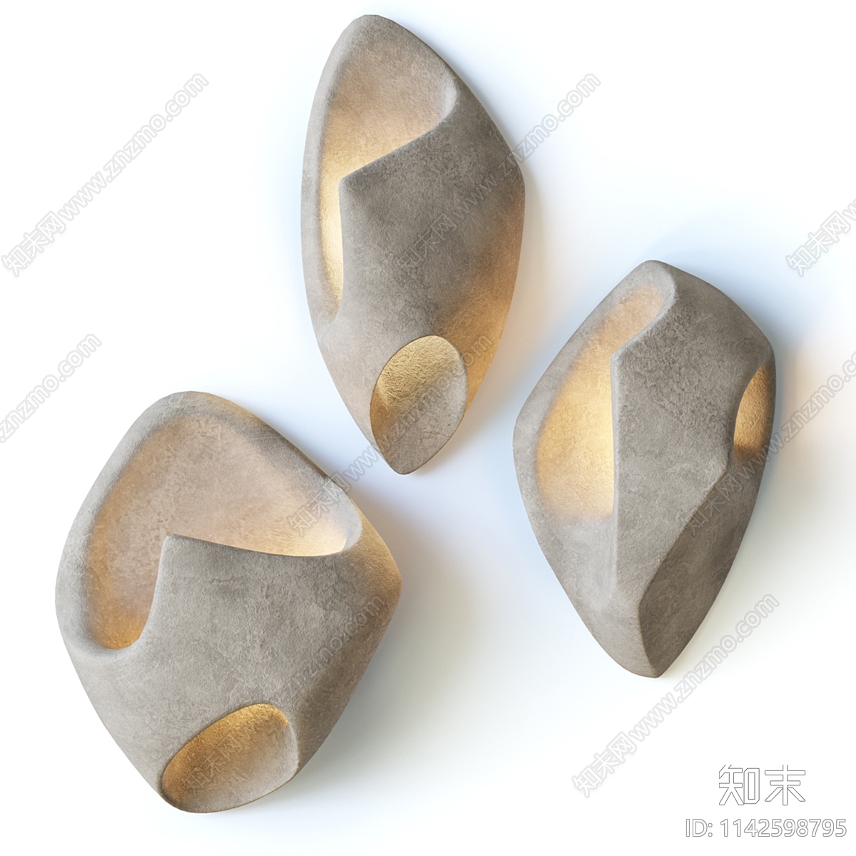 现代侘寂风异形壁灯3d模型下载【id1142598795】知末3d模型网